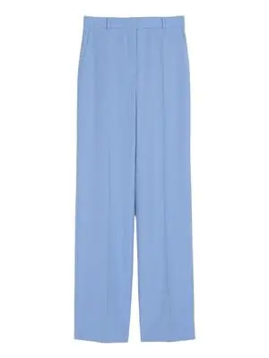 Max Mara High Waist Wool Satin Crepe Trousers - Blue