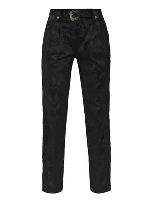 Versace Damask Pattern Belted Trousers - Black