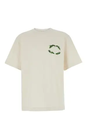 Burberry Logo Embroidered Crewneck T-shirt - Cream