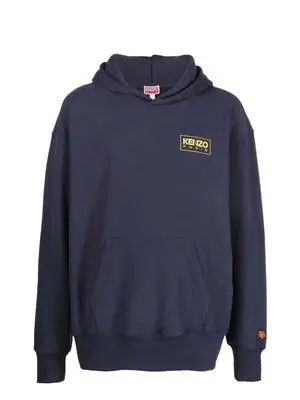 Kenzo Logo Printed Pouch Pocket Hoodie - Black