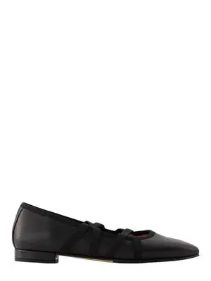 CAREL Suede Ballerina Flats With Straps - Black