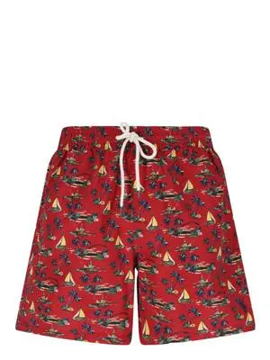 Polo Ralph Lauren All-over Print Drawstring Waist Swim Shorts - Red