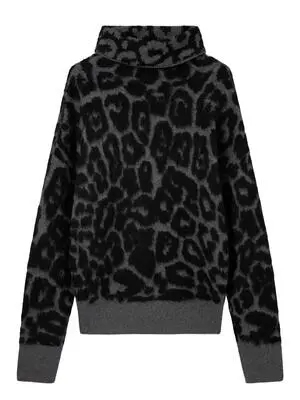 Stella McCartney Stella McCartney Leopard Jacquard Turtleneck Jumper Black/grey
