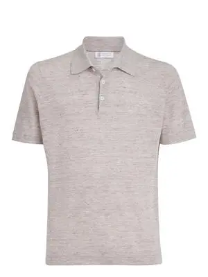 Brunello Cucinelli Short Sleeved Knitted Polo Shirt - Grey