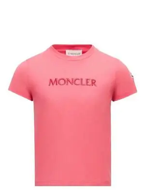 Moncler Embroidered Logo Cotton T-shirt - Pink