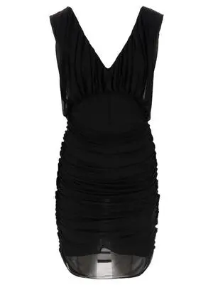 SAINT LAURENT Saint Laurent Draped Sleeveless V-Neck Mini Dress