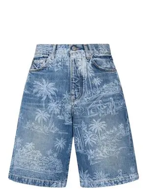 Amiri Chateau Palms Denim Shorts - Harbor Indigo
