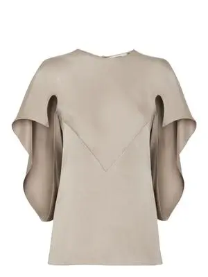 Fendi Cape Sleeved Blouse With Cut-out Detail - Gray