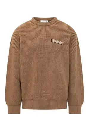 MARINE SERRE Fisherman Logo Patch Knitted Sweater - Brown