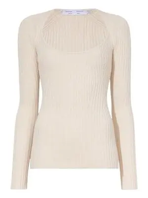 Proenza Schouler Scoop Neck Ribbed Knit Top - White