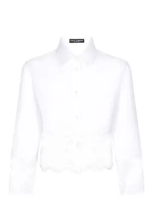 Dolce & Gabbana Dolce & Gabbana Lace Trim Cropped Poplin Shirt No