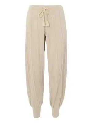 Valentino Garavani Knitted Drawstring Tassel Trousers - Beige