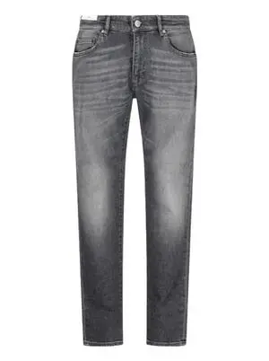 PT TORINO Slim-cut Mid-rise Jeans With Logo Patch - Black