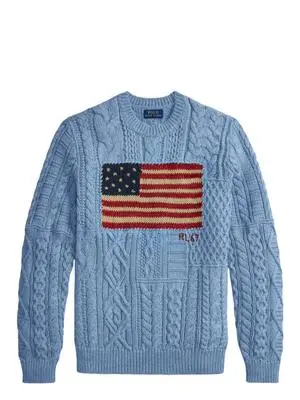 Polo Ralph Lauren Flag Motif Cable Knit Sweater - Blue