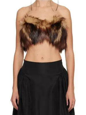 Simone Rocha Faux Fur Strapless Top - Black