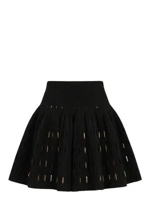 Alaïa Pleated Midi Skirt - Black