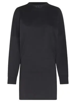 Palm Angels Logo Print Long Sleeve Sweater Dress - Black