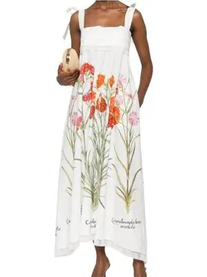ALBERTA FERRETTI Alberta Ferretti Floral Print Maxi Dress With Lace Trim