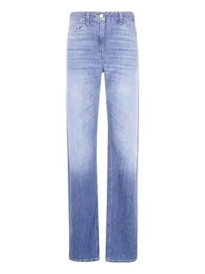 Elisabetta Franchi Elisabetta Franchi Wide-Leg Jeans With Embroidered Logo Blue