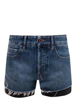 Miu Miu Logo Denim Shorts - Blue