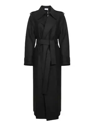 Harris Wharf London Peak Lapels Belted Coat - Black