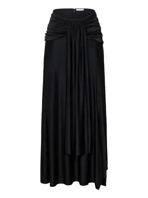 Rabanne Gathered Detailed Midi Skirt - Black