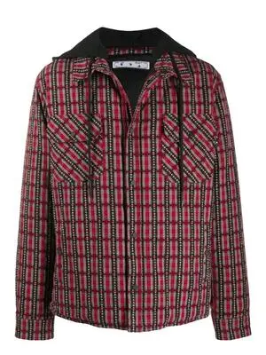 Off-White Checked Hooded Jacket - Black