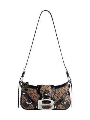 Balenciaga Essex Monogrammed Small Shoulder Bag - Black, Beige And Black
