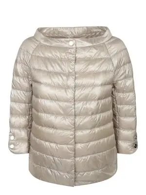 Herno Collarless Quilted Jacket - Nude