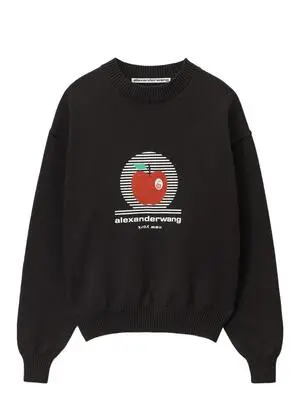 Alexander Wang Logo Printed Crewneck Jumper - Black