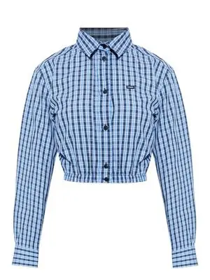 Vetements Cropped Plaid Shirt - Blue