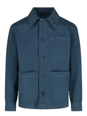 Closed Patch-pocket Utility Jacket - Blue
