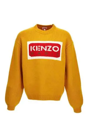 Kenzo Logo Intarsia Knitted Crewneck Jumper - Orange