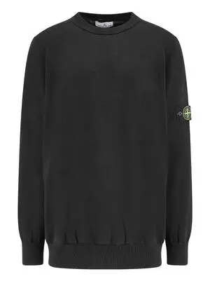 Stone Island Compass Patch Crewneck Jumper - Black