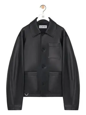 Loewe Loewe Logo Embossed Leather Jacket Black