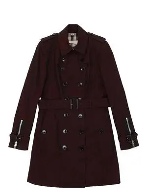 Burberry Double-breasted Trench Coat With Zipper Cuffs - Red