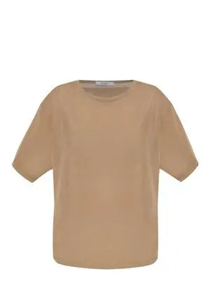 Max Mara Relaxed-fit Cotton And Viscose Sweater With Crew Neck And Short Sleeves - Beige