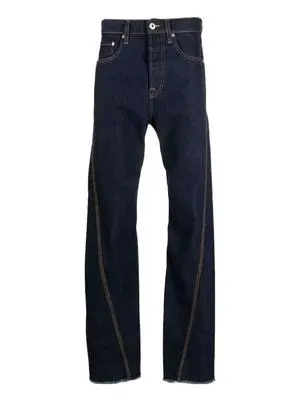 LANVIN Logo Patch Mid-rise Straight Leg Jeans - Black