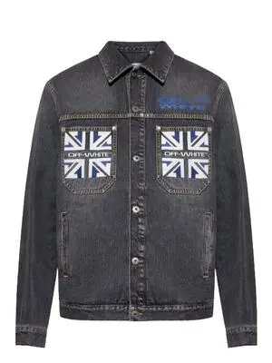 Off-White Logo Printed Button-up Denim Jacket - Black