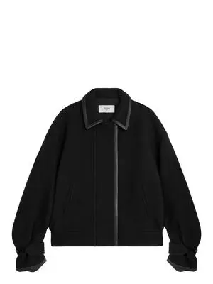 Celine Double-face Wool Felt Jacket With Zip Closure - Black