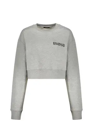 Balmain Logo Cropped Sweatshirt - Grey