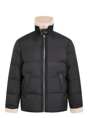 LIUREGALI Long Sleeve Puffer Jacket With Shearling Trim - Black