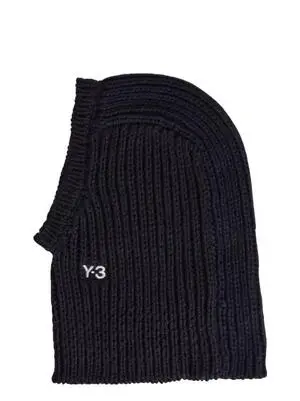 Y3 Ribbed Knit Balaclava With Embroidered Logo - Black