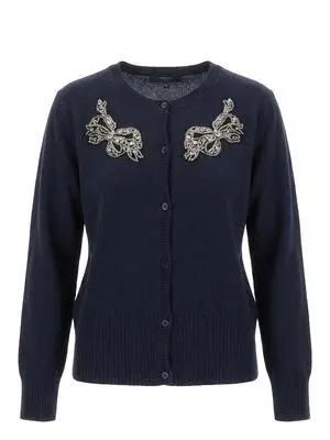 MAX MARA Weekend Max Mara Embellished Bow Long-Sleeve Cardigan