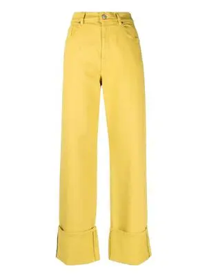 P.a.r.o.s.h Logo Straight Casual Pants - Yellow
