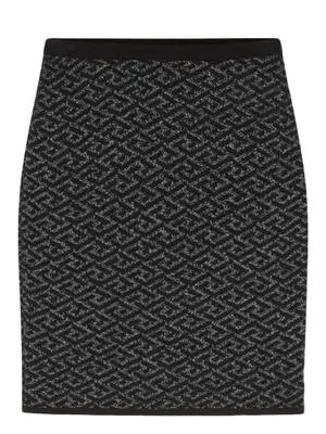 Versace Monogram Jacquard Knit Mini Skirt - Black