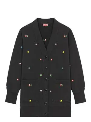 Kenzo Pixels" Embroidered Cardigan Dress - Black