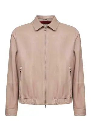 Brunello Cucinelli Zip-up Suede Jacket - Beige