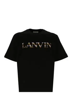 LANVIN Contrast Logo-print Crew-neck T-shirt - Black