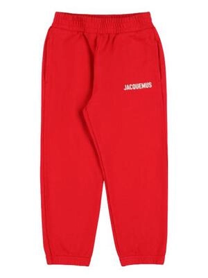 Jacquemus Logo Print Cotton Sweatpants - Red